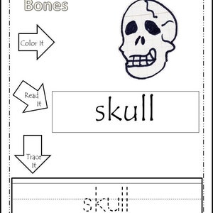 20 Our Bones Printable Worksheets. Color, Read, Trace. Preschool and ...