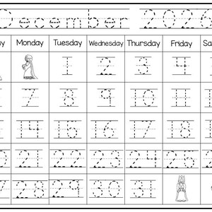 30 Tracing and Blank Themed 2026 Calendars. Preschool Handwriting and ...