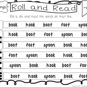 10 Printable Diphthongs Roll and Read the Word Worksheets. Kindergarten ...