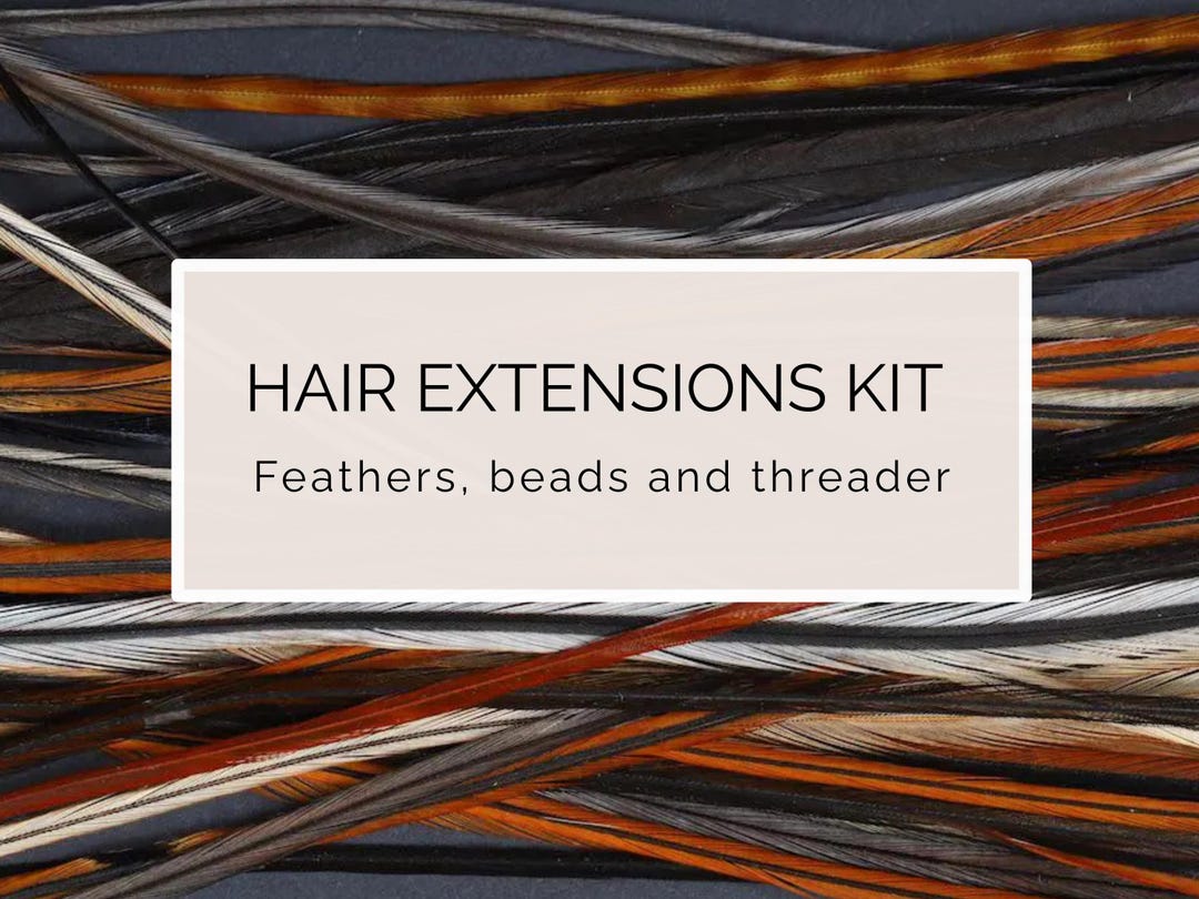 Chocolate Feather Hair Extension Kit 20-25 Cm / 9-11'' Brown & Black ...