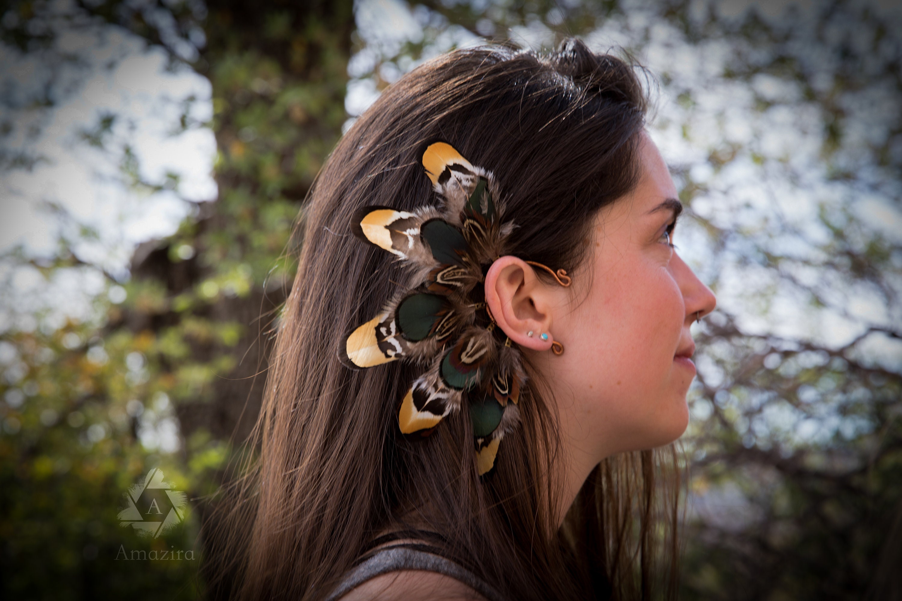 Feather Ear Wrap, Boho Wedding Feather Earrings, Feather Ear Cuff ...