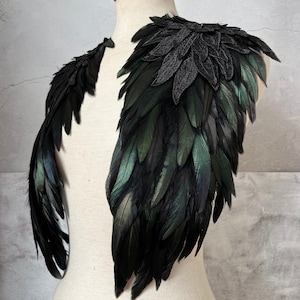 Black Feather Shawl, Shoulder Pad, Feather Epaulette, for Larp ...