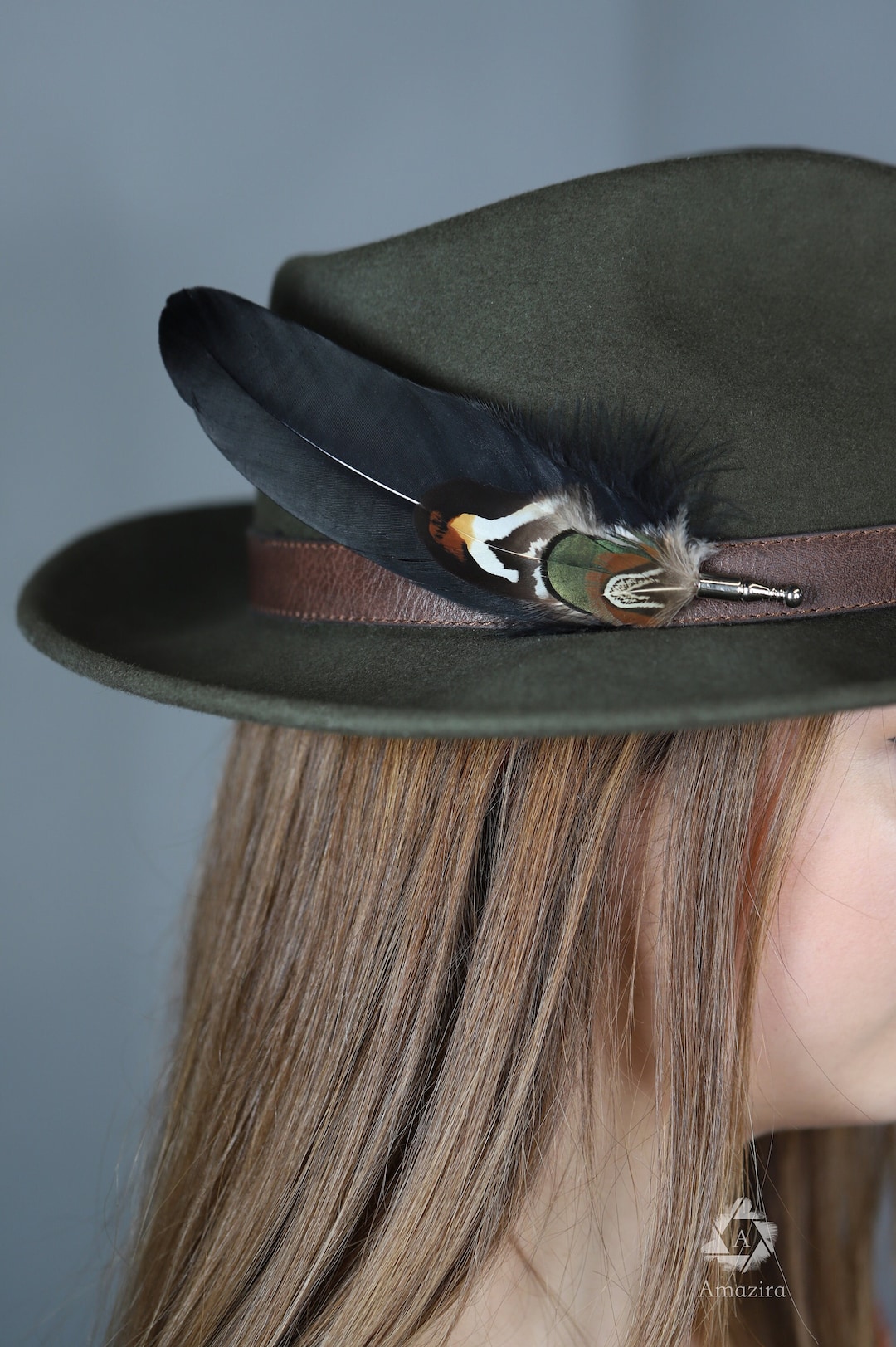 Large Natural Black Feather Hat Pins, Fedora Statement Piece, Mid ...