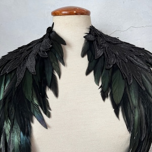 Black Feather Shawl, Shoulder Pad, Feather Epaulette, for Larp ...