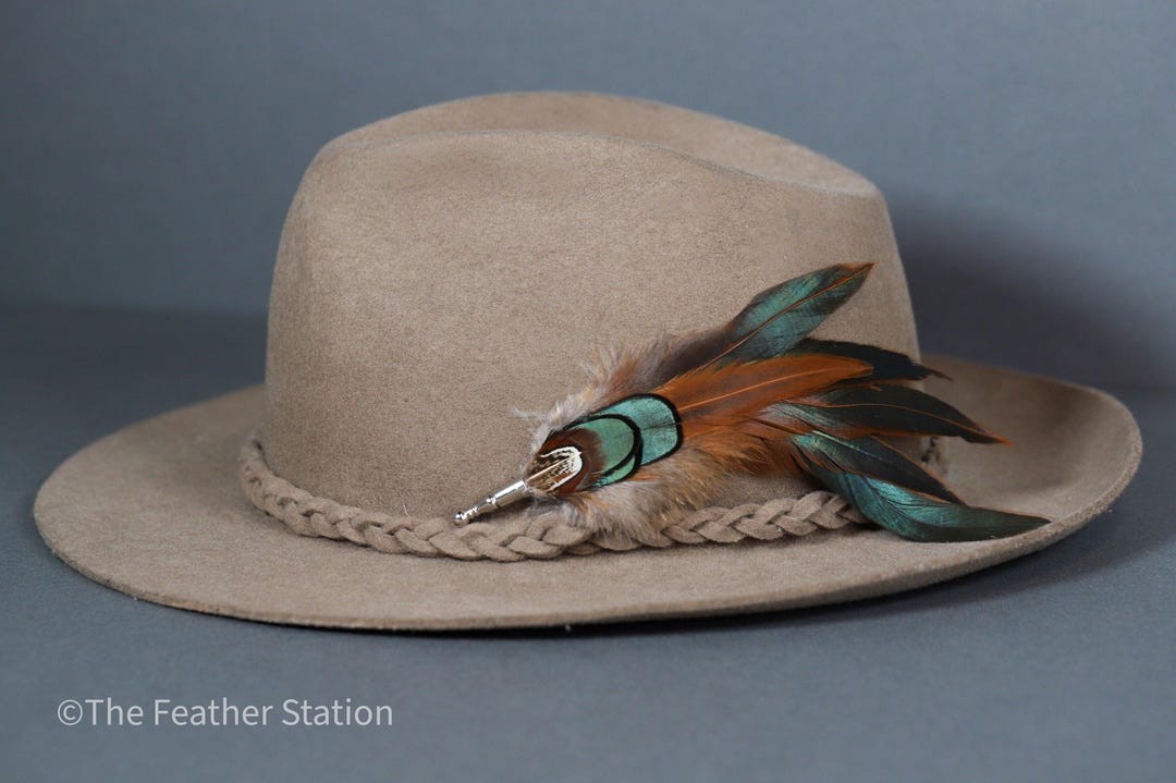 Feather Hat Pin, Unique Boho Hippie Trilby Accessory, Iridescent Black ...