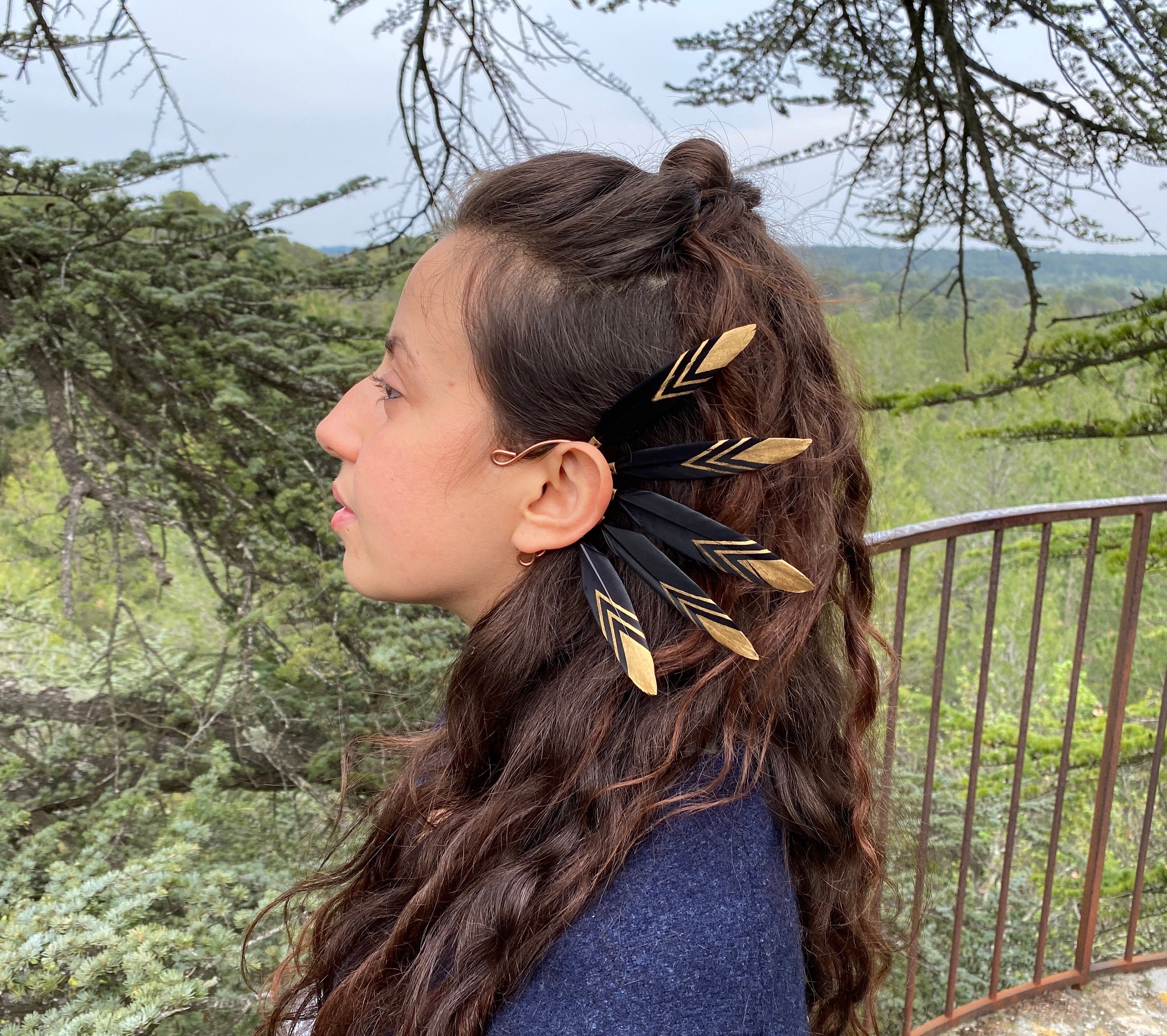 Choose Your Colour, Feather Ear Wrap, Bride Accessory, No Piercing ...