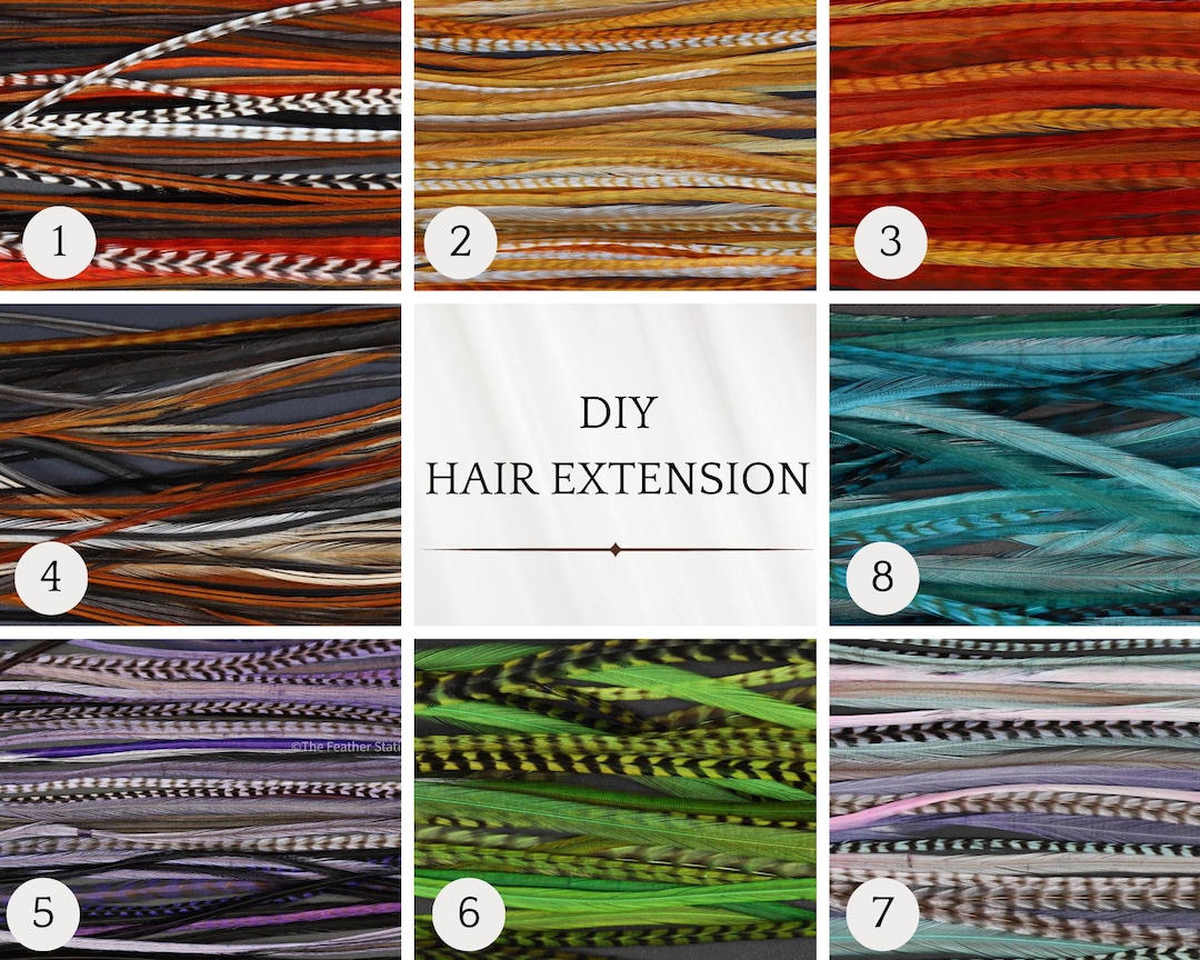 5 Feather Hair Extension, Diy Kit, 20-25 Cm, 9-11'' Mix Colourful ...