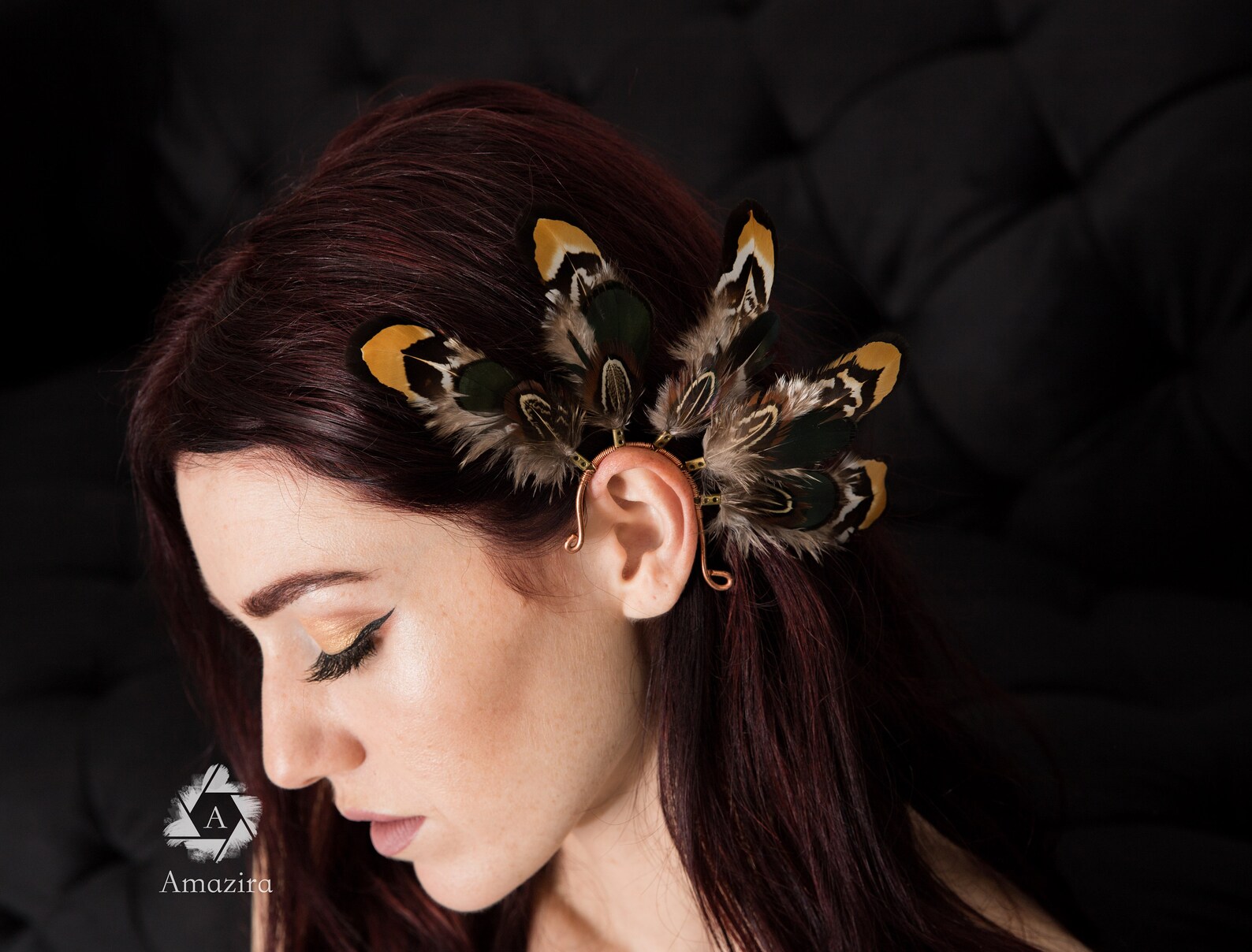 Feather Ear Wrap, Boho Wedding Feather Earrings, Feather Ear Cuff ...