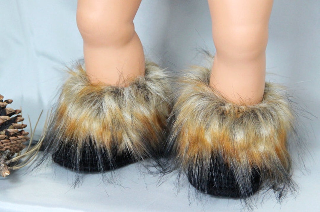Fox Faux Fur Baby Booties, Newborn Baby Shoes, Knitted Baby Clothes ...