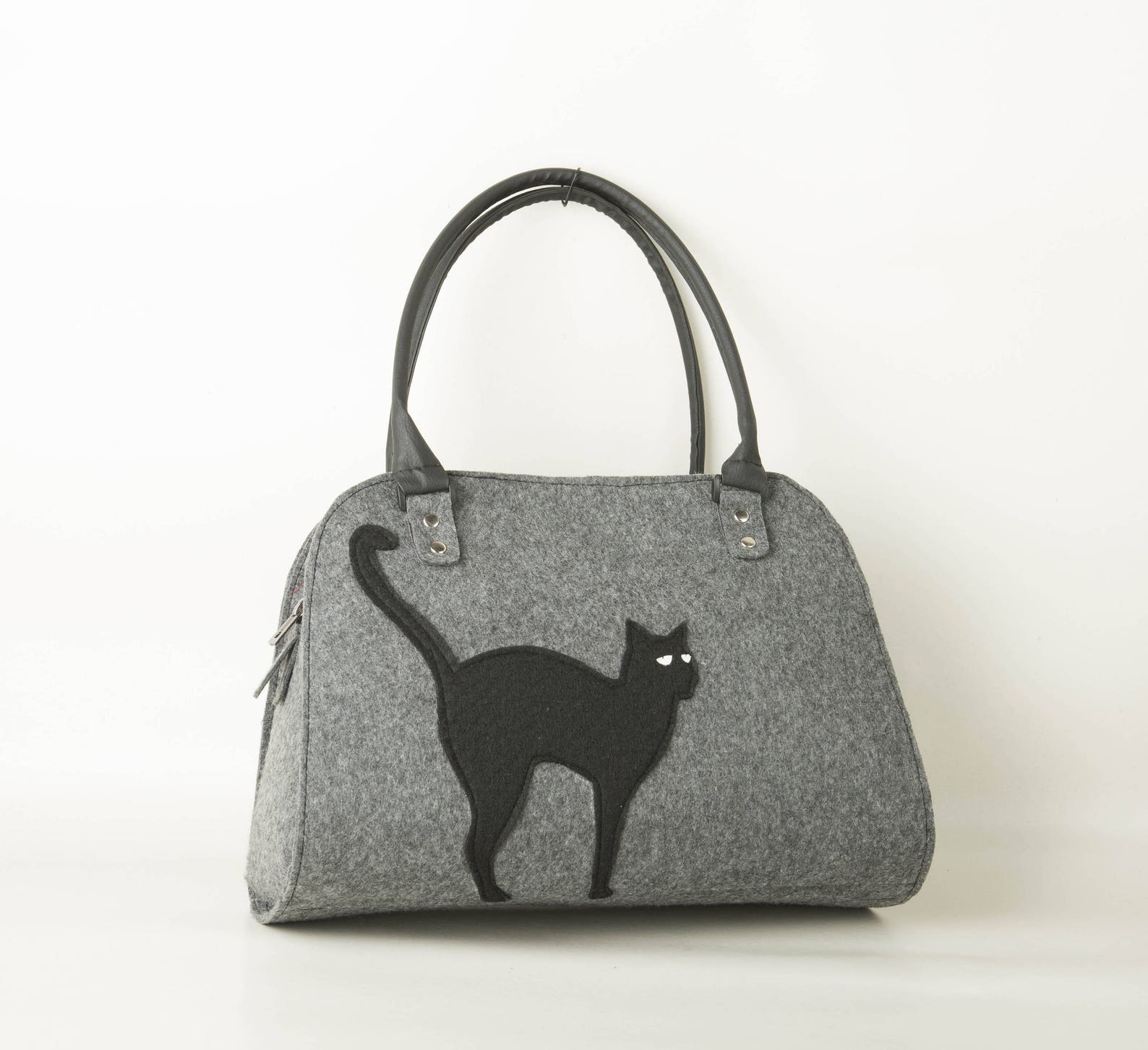 Soulder bag Black cat Handbag Felt cat purse Cat bag Black | Etsy