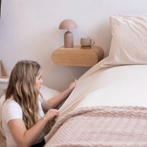 Oak Curved Floating Bedside Table - Etsy