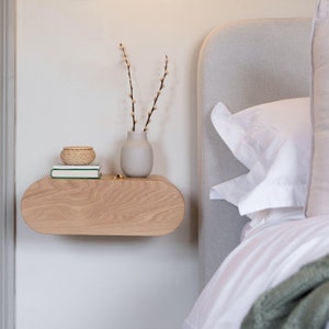 Oak Curved Floating Bedside Table - Etsy