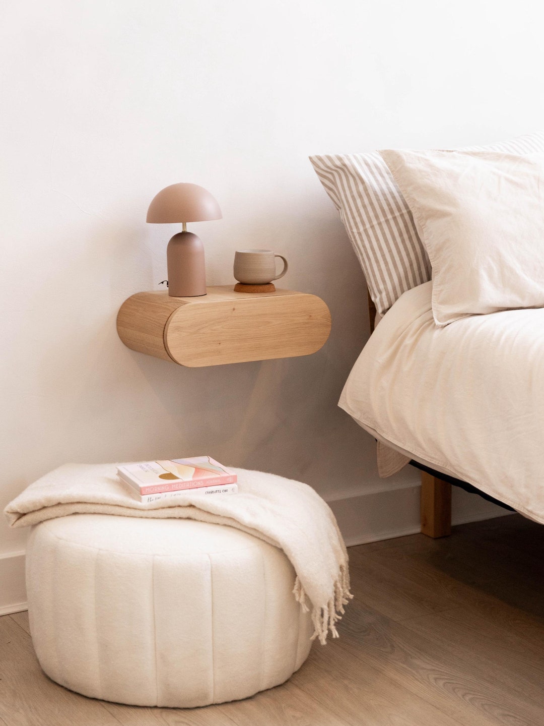 Oak Curved Floating Bedside Table - Etsy