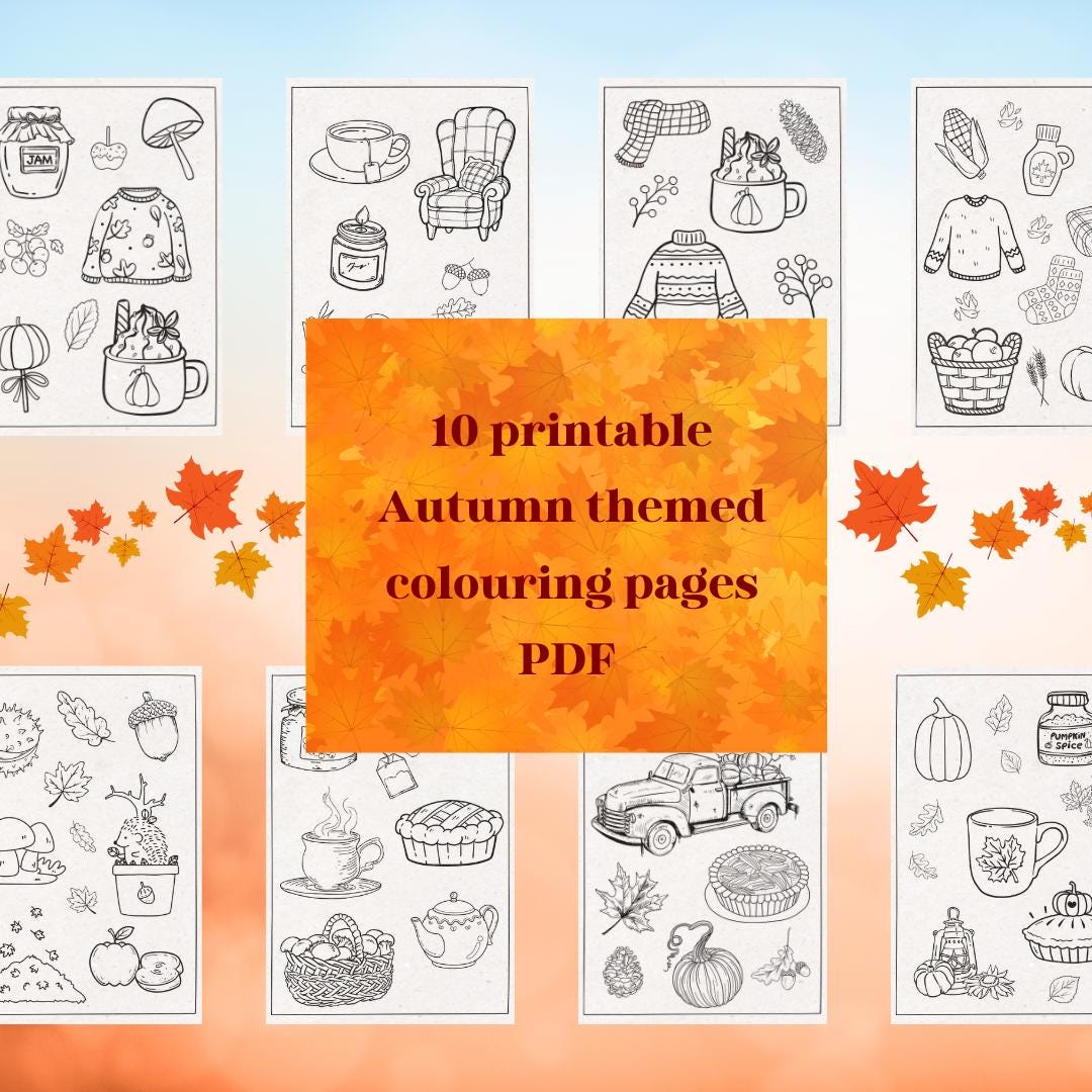 Digital Download Autumn Coloring Pages | Cozy Fall Theme Printable ...