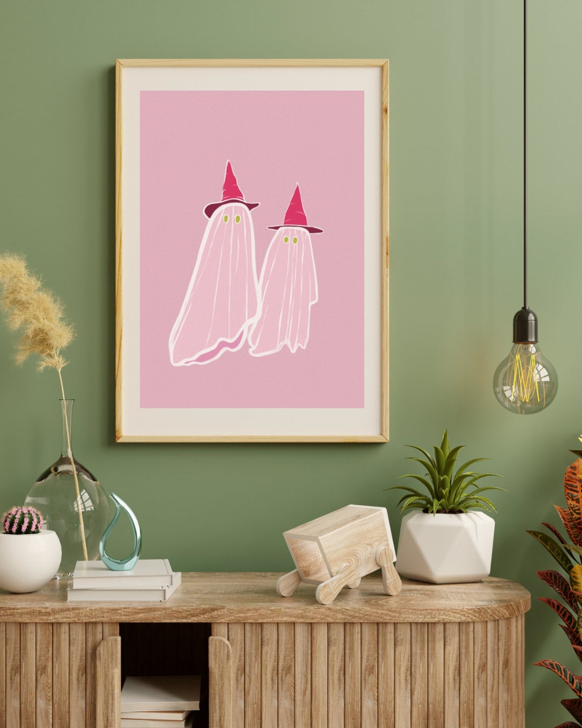 Pink Ghosts Printable Digital Art Print, Wall Art, Digital Download ...