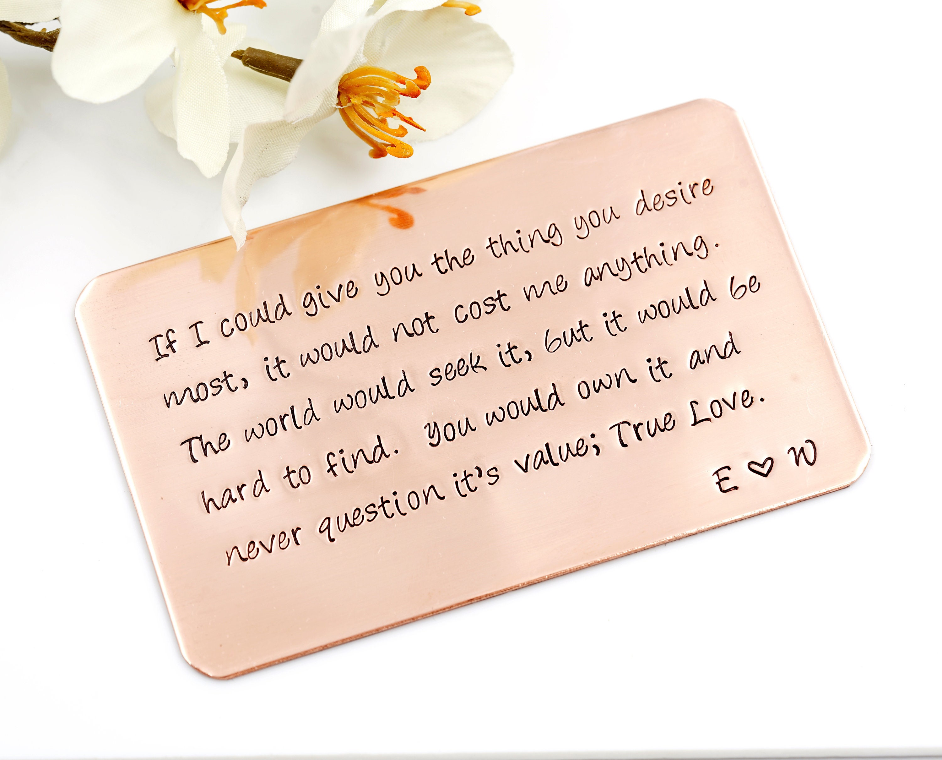 I Love You Wallet Insert Card Copper Stamped Wallet Insert | Etsy