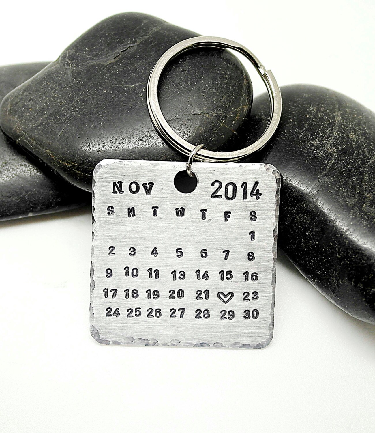 Personalized Hand Stamped Keychain Customize With Month - Etsy