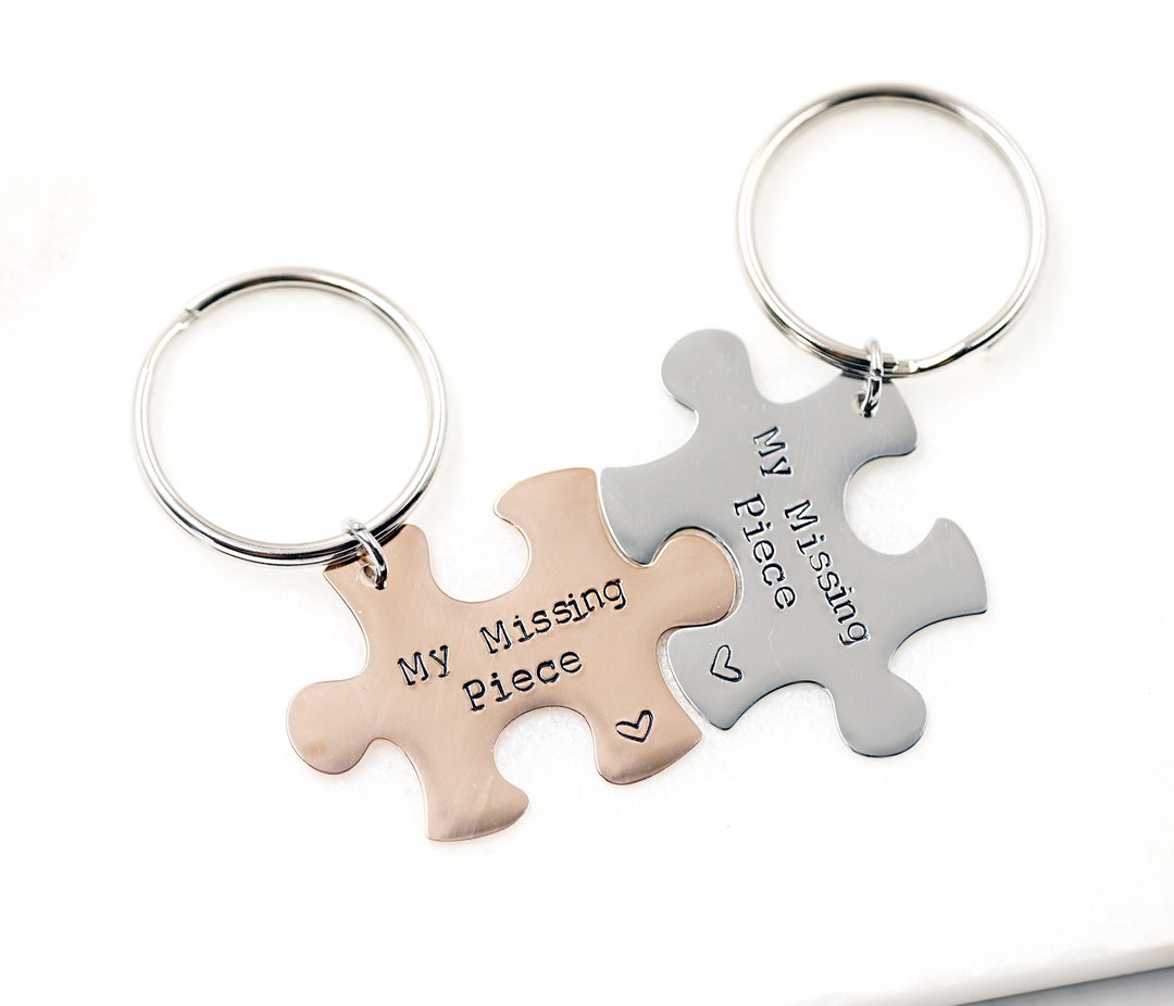 Couples Custom Puzzle Piece Keychain, Personizable With Date, Best ...