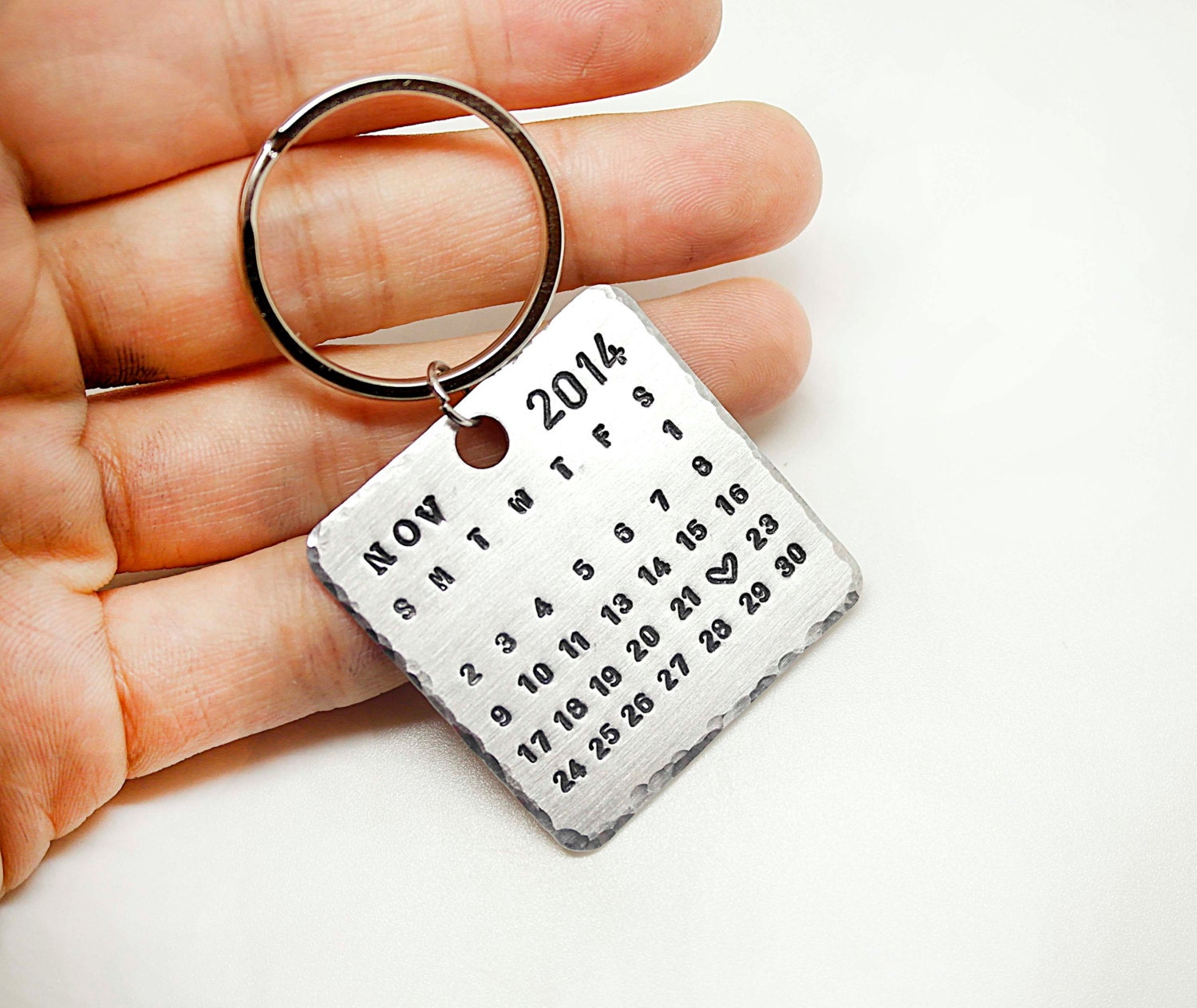 Personalized Hand Stamped Keychain Customize With Month - Etsy