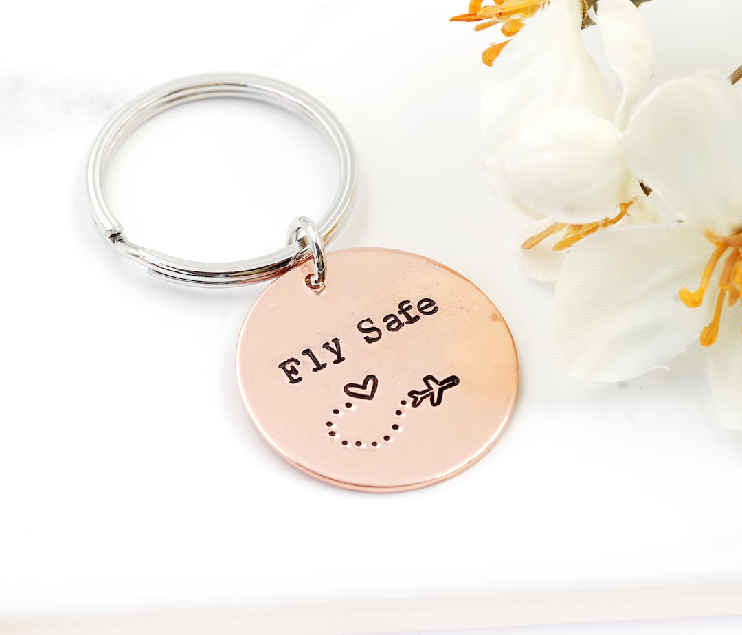 Personalized Fly Safe Keychain, Personalized Keychain for Pilot, Gift ...