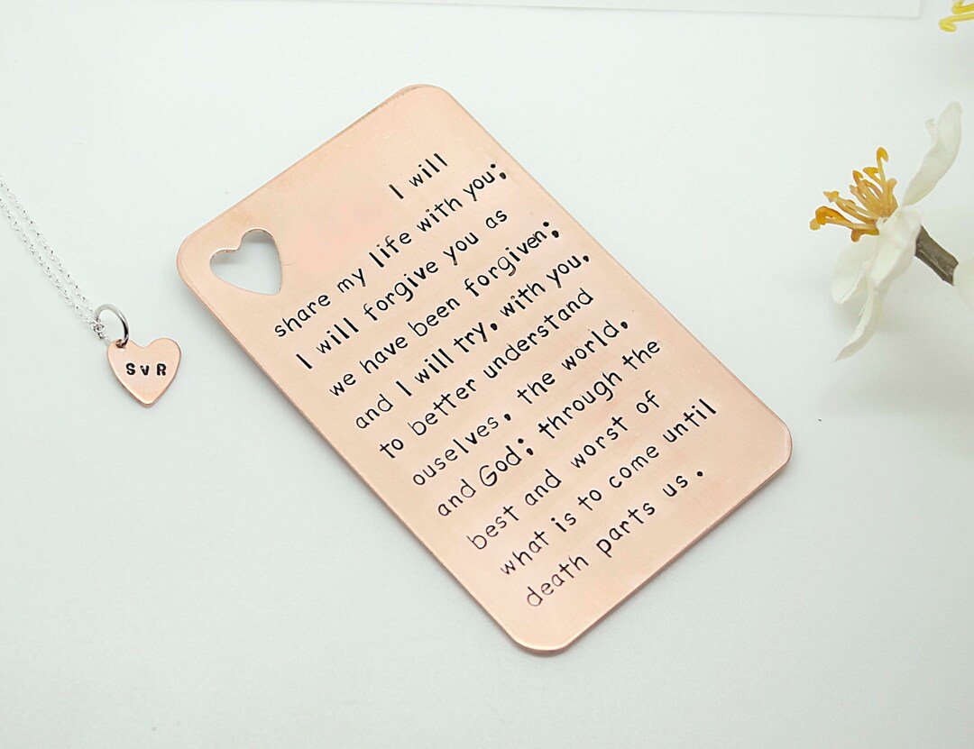 Custom Wallet Insert Card With Heart Necklace Sterling Silver Chain ...