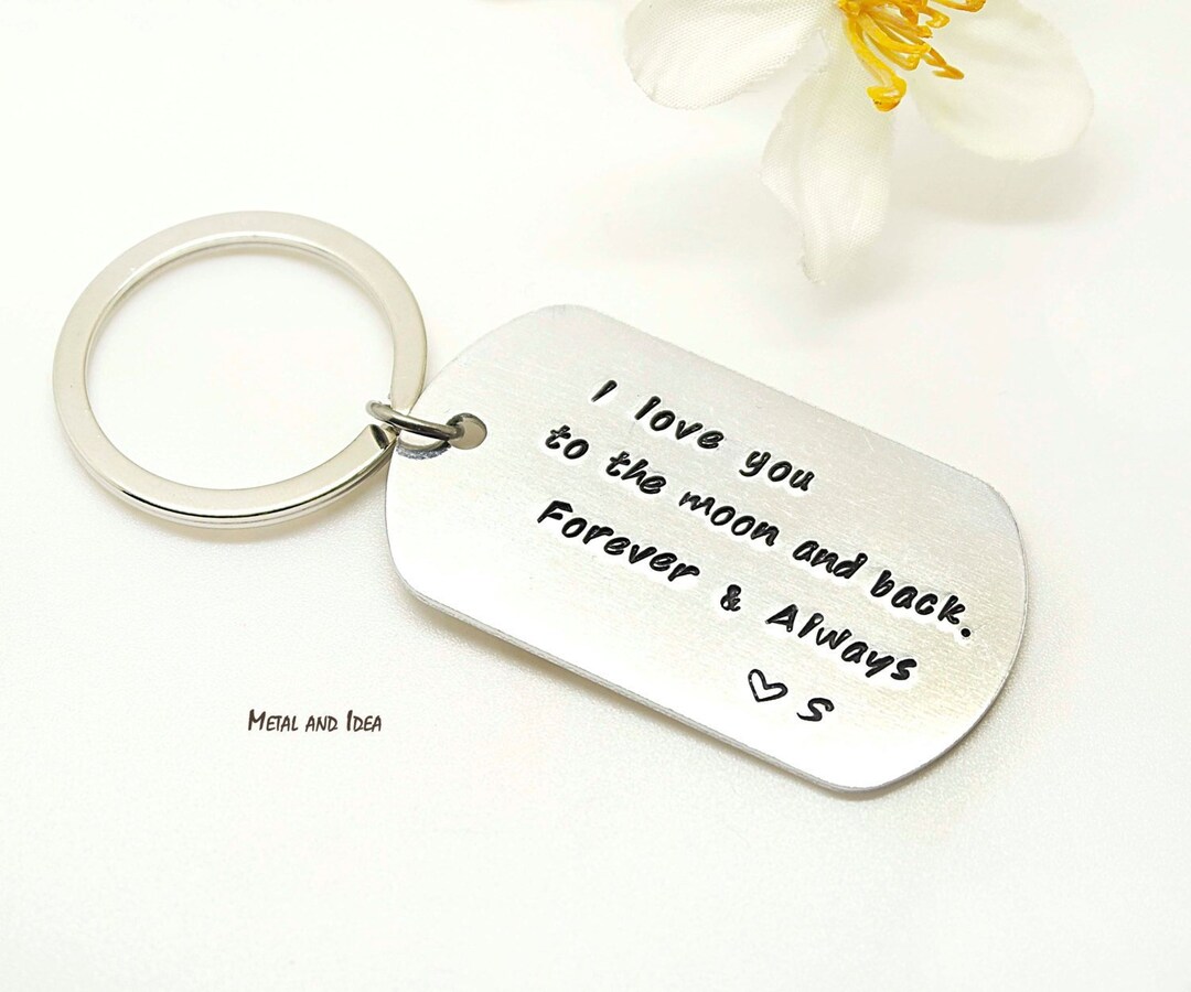 Dog Tag Key Chain Personalized Hand Stamped Keychain Custom - Etsy