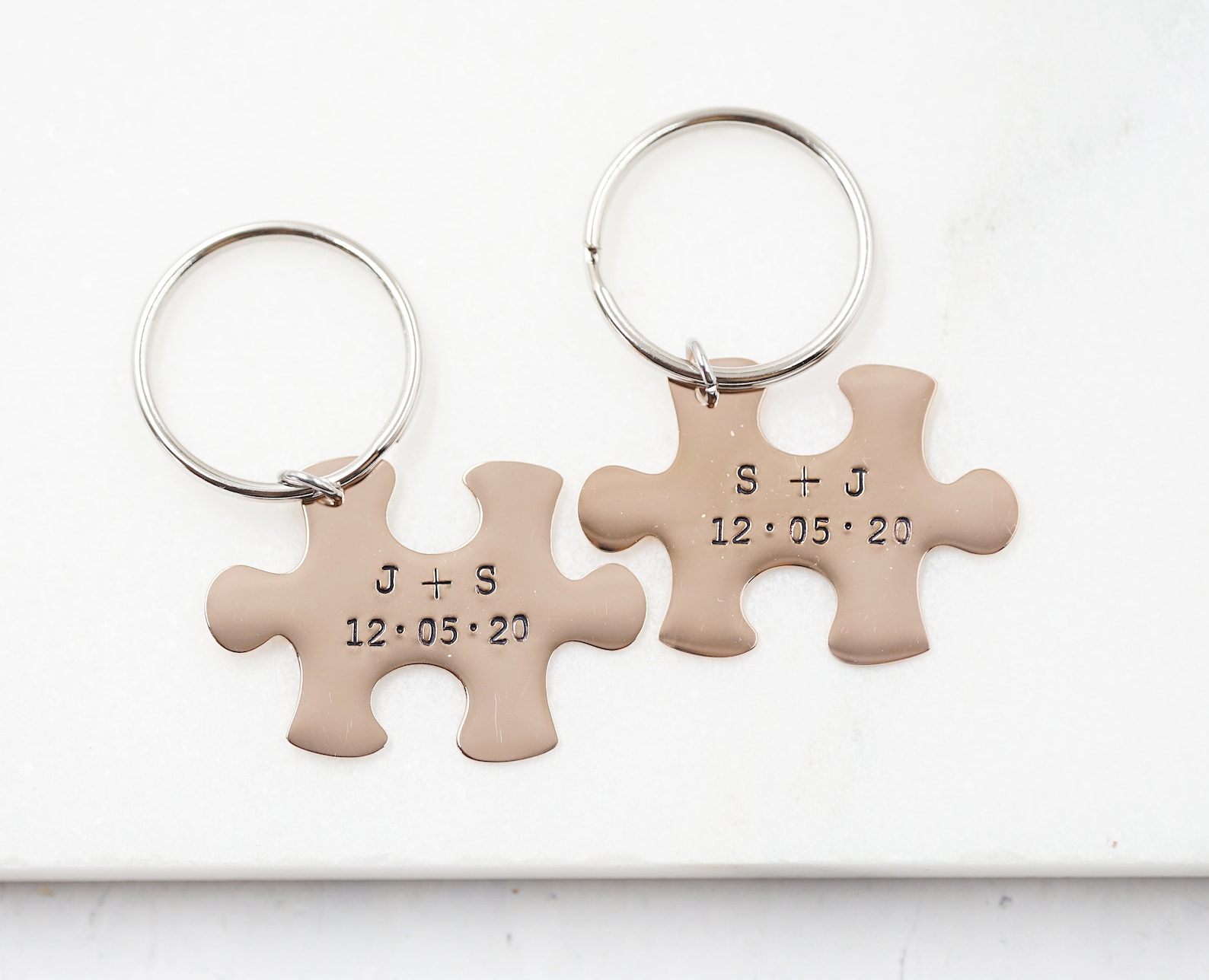 Couples Custom Puzzle Piece Keychain Personizable With Date | Etsy
