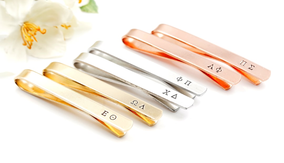 GREEK INITIAL Tie Clips, Gold Tie Clip, Copper Tie Clips, Men's Custom ...