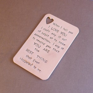 Hand Stamped Wallet Insert Card - Customized Personal Messages - Gift ...