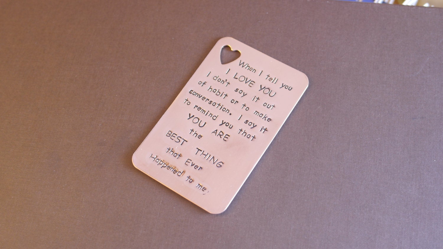 Hand Stamped Wallet Insert Card - Customized Personal Messages - Gift ...