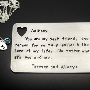 Hand Stamped Insert Card With Heart Necklace Sterling Silver - Etsy