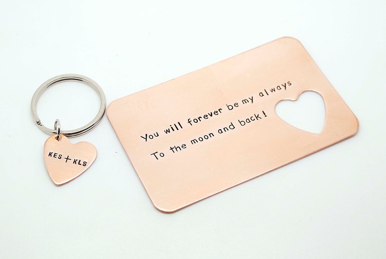 Hand stamped Wallet Insert Card & Key Chain Set Boyfriend | Etsy