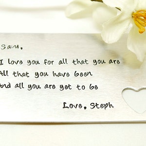 Wallet Insert Card Customized Personal Messages Gift for - Etsy