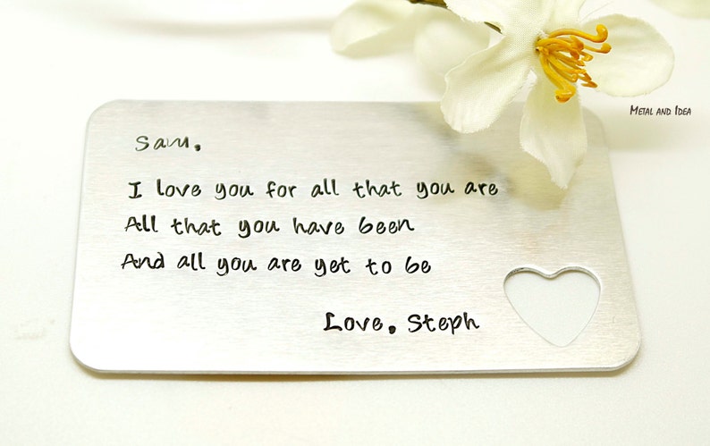 Wallet Insert Card Customized Personal Messages Gift for - Etsy