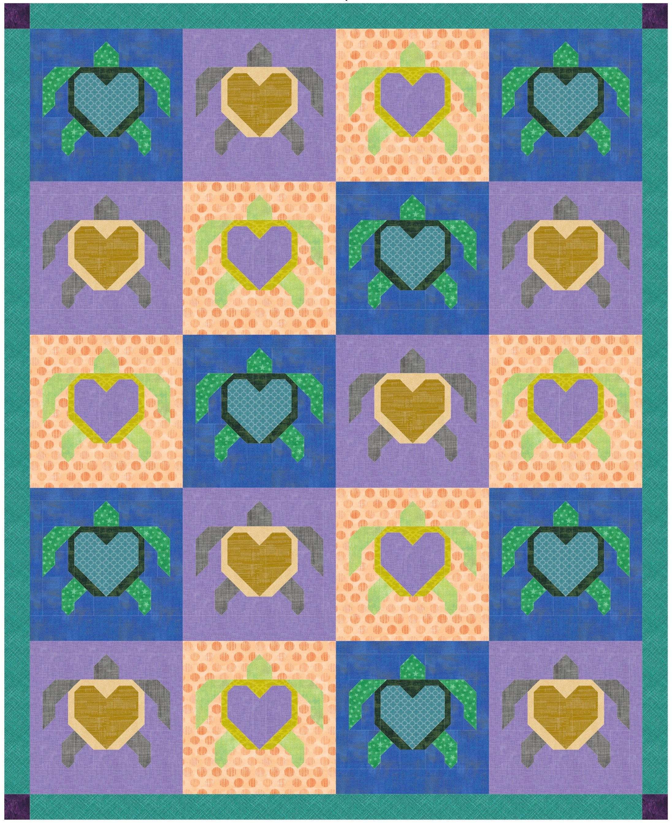 Sea Turtle Quilt Block Pattern Pdf Sewing Pattern Digital Etsy 