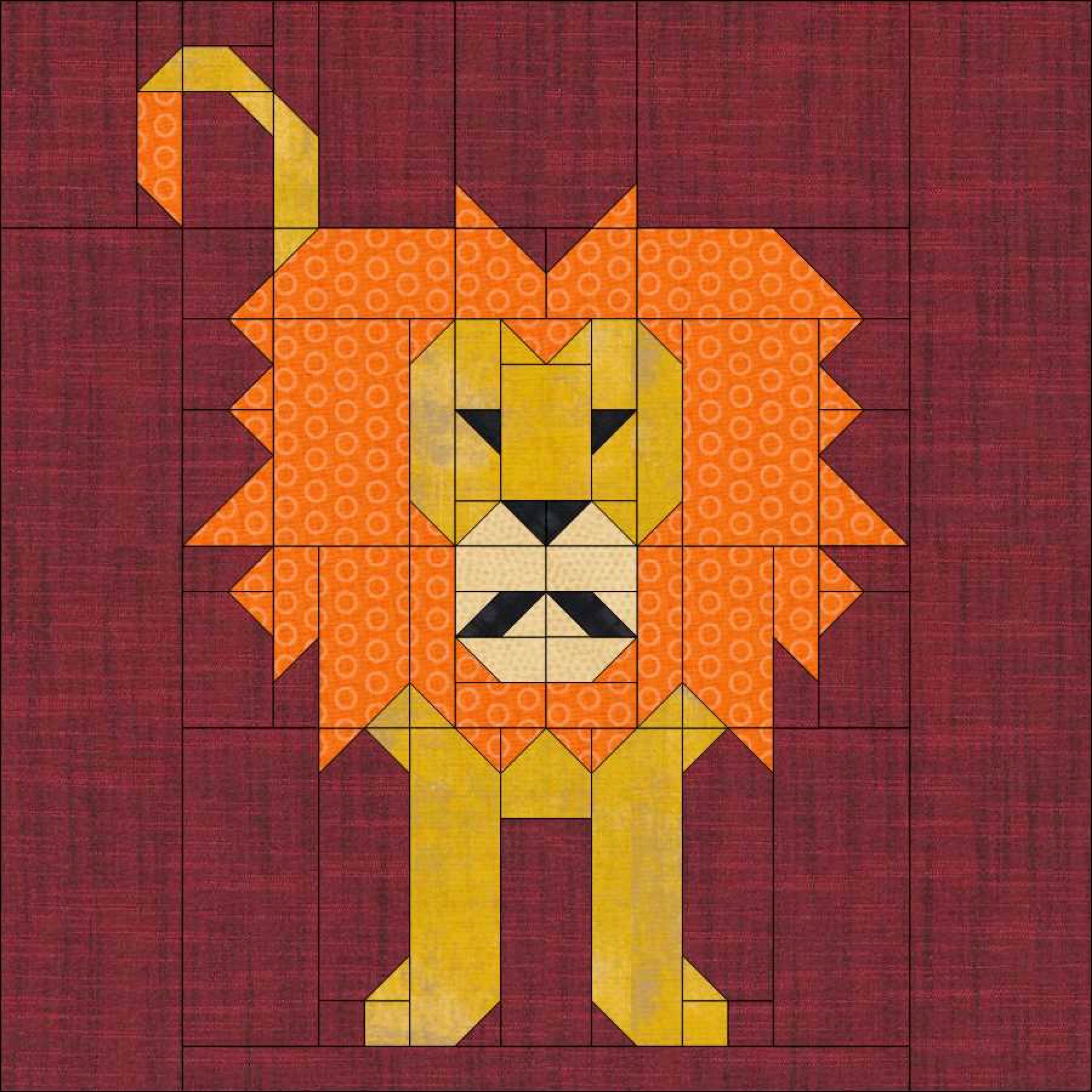 Lion Quilt Block Pattern PDF Sewing Pattern Digital - Etsy Australia