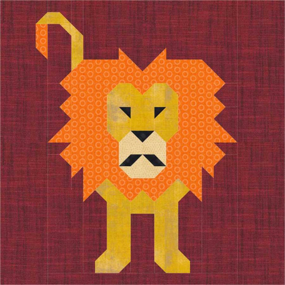 Lion Quilt Block Pattern PDF Sewing Pattern Digital - Etsy Australia