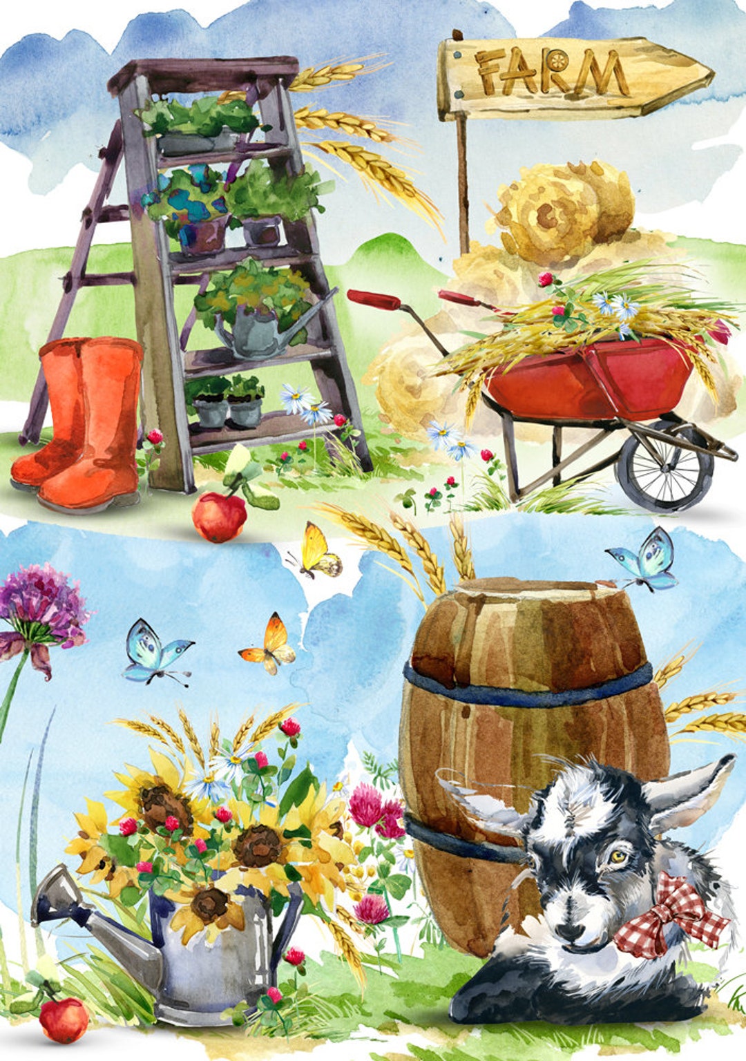 FARM GARDEN - Animal Rice Paper for Decoupage Size A4 - Etsy