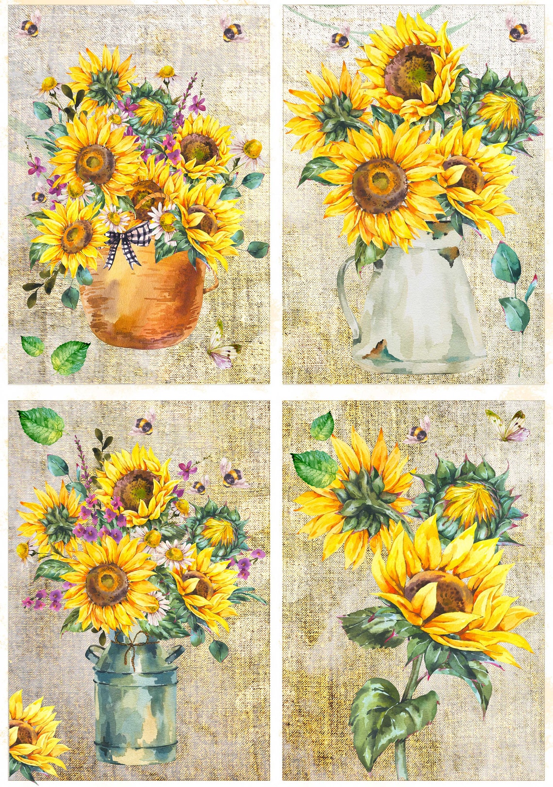 SUNFLOWERS BOUQUETS - Sunflower Rice Paper for Decoupage Size A4 ...