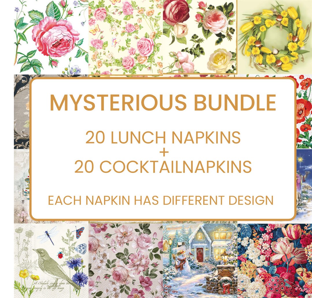 Mysterious Napkin Bundle 20 Lunch + 20 Cocktail Napkins I Surprise ...