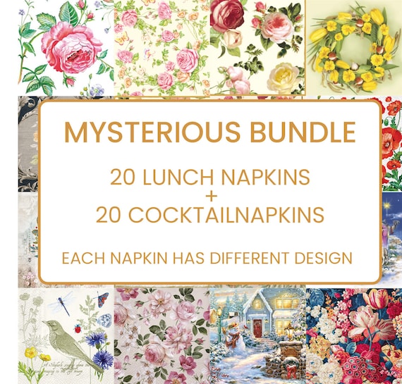 Mysterious Napkin Bundle 20 Lunch 20 Cocktail Napkins I - Etsy