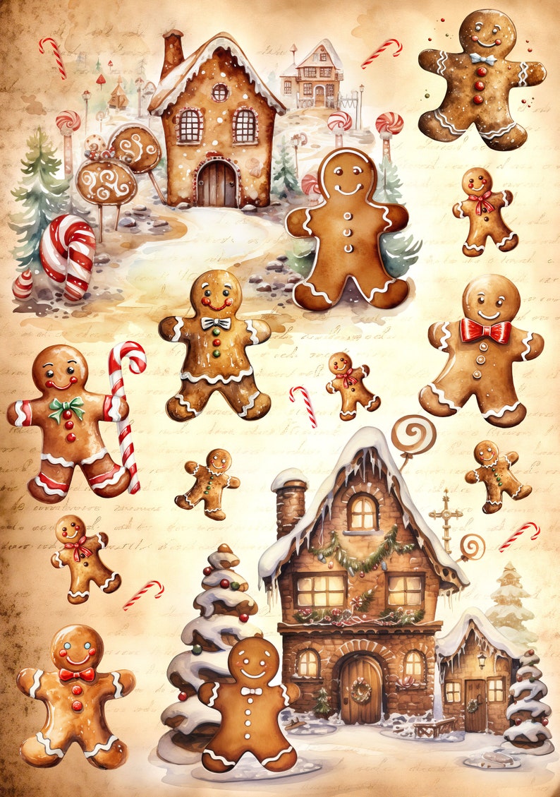 GINGERBREAD MAN WORLD - Rice Paper for Decoupage Size A4 - Christmas ...