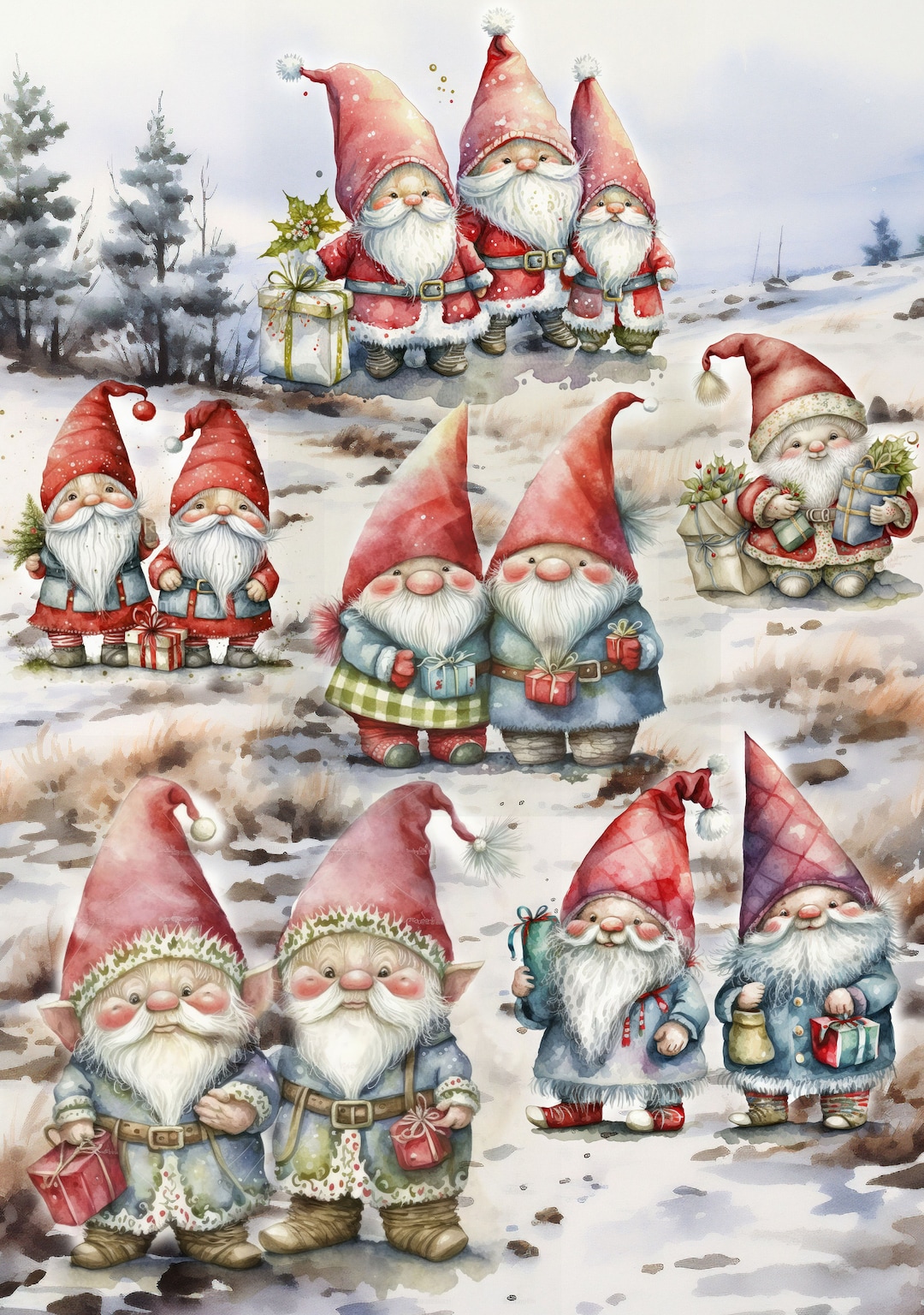 CHRISTMAS GNOMES - Rice Paper for Decoupage Size A4 - Christmas ...