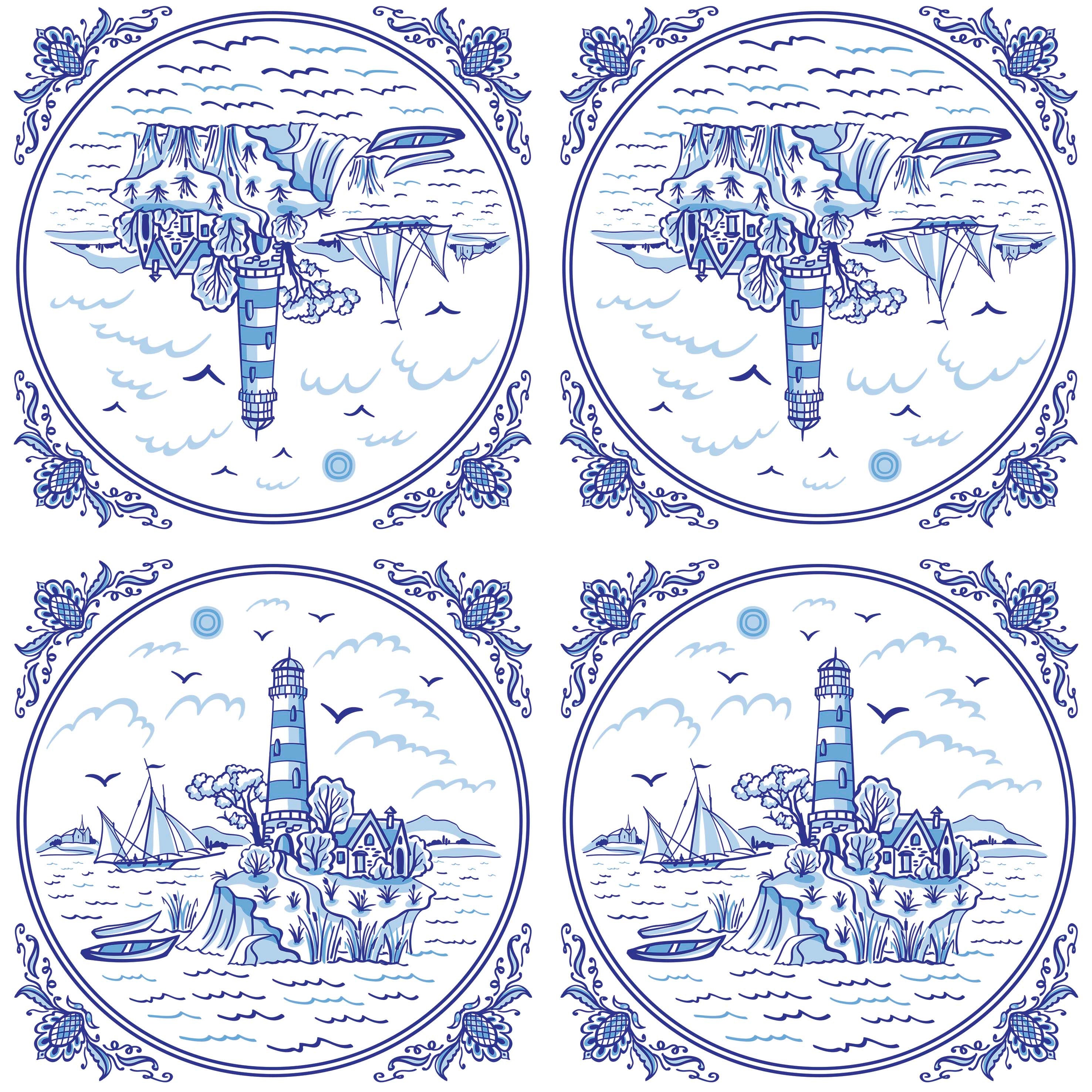 BLUE LIGHTHOUSE TILE Decoupage Paper Napkins, Nautical Napkins ...