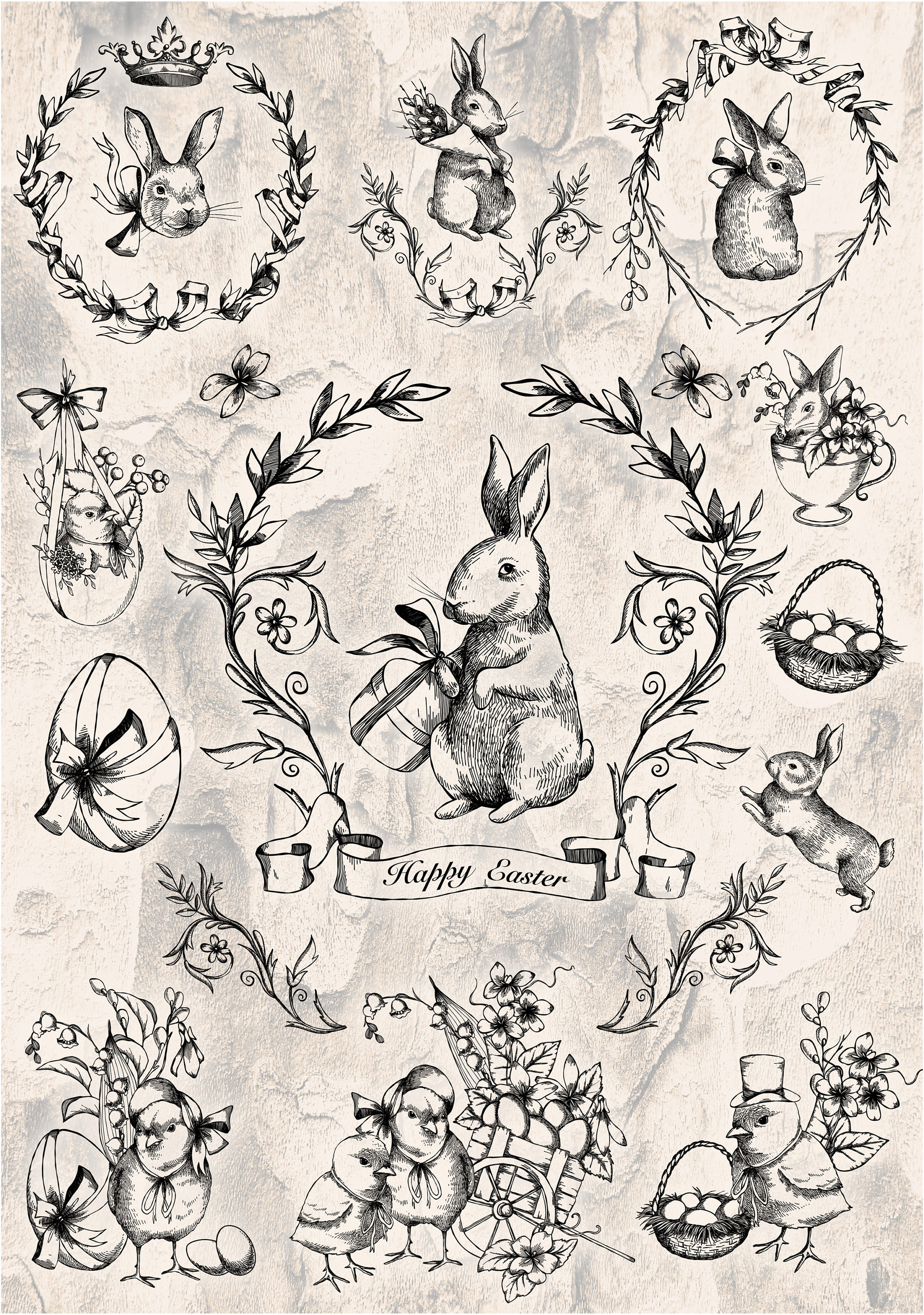Vintage Spring Bunny - Rice Paper for Decoupage Size A4 - Easter ...