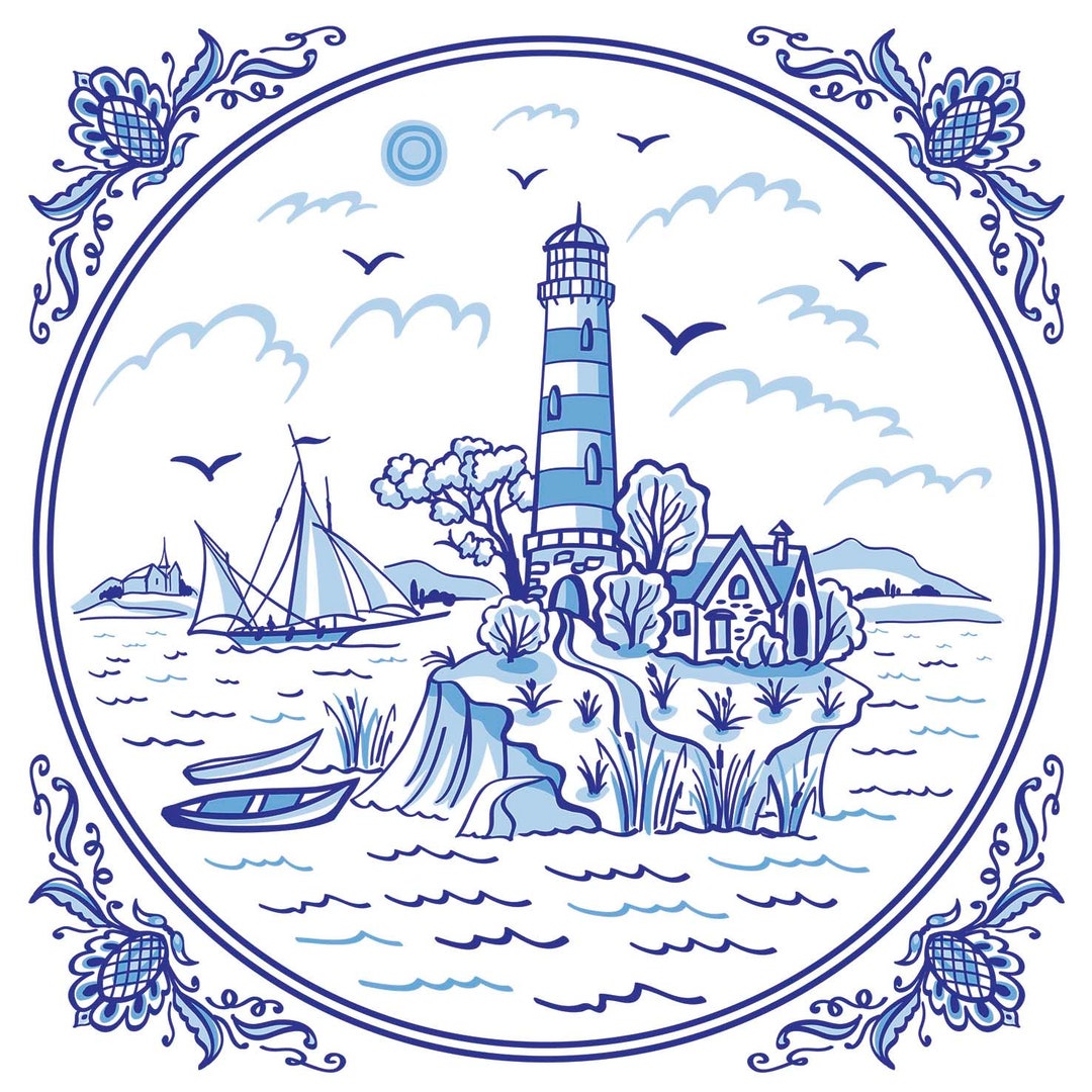 BLUE LIGHTHOUSE TILE - Decoupage Paper Napkins, Nautical Napkins ...