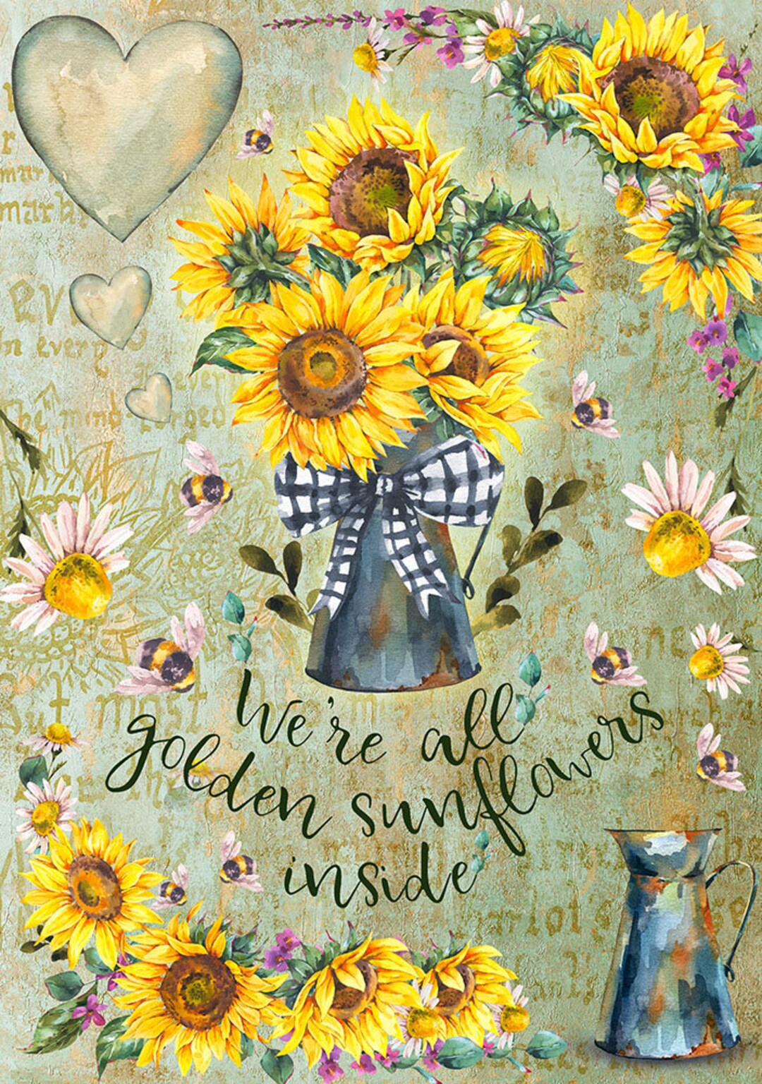 TIN SUN - Sunflower Rice Paper for Decoupage Size A4 - Floral Rice ...