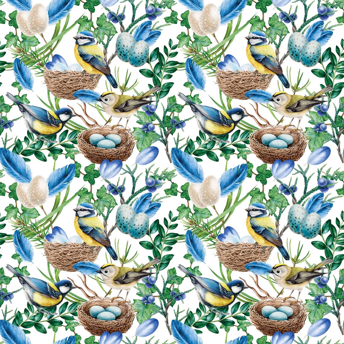 BLUE BIRDS NEST - Decoupage Paper Napkins, Bird Napkins, Cocktail Paper ...