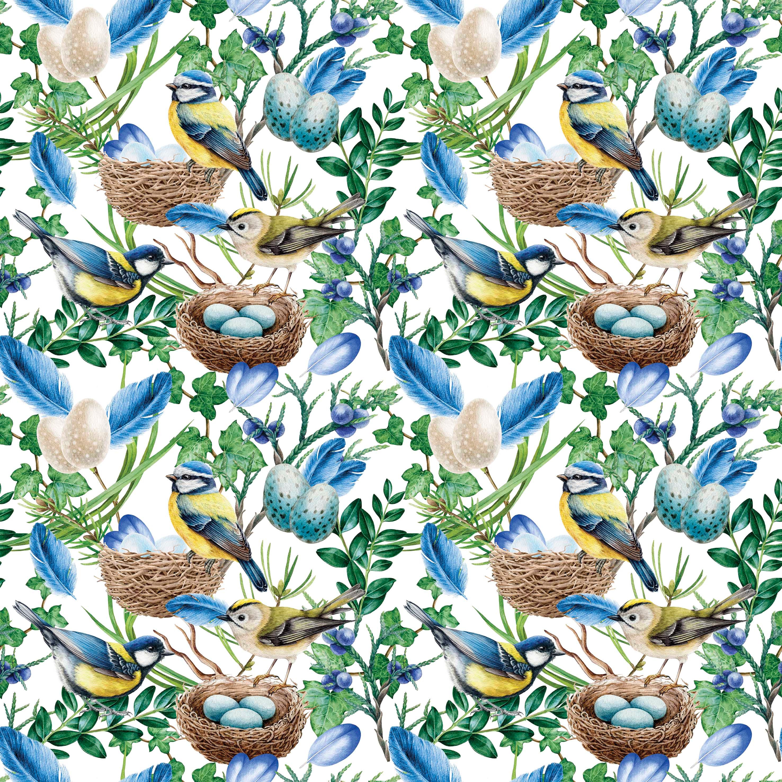 BLUE BIRDS NEST - Decoupage Paper Napkins, Bird Napkins, Cocktail Paper ...