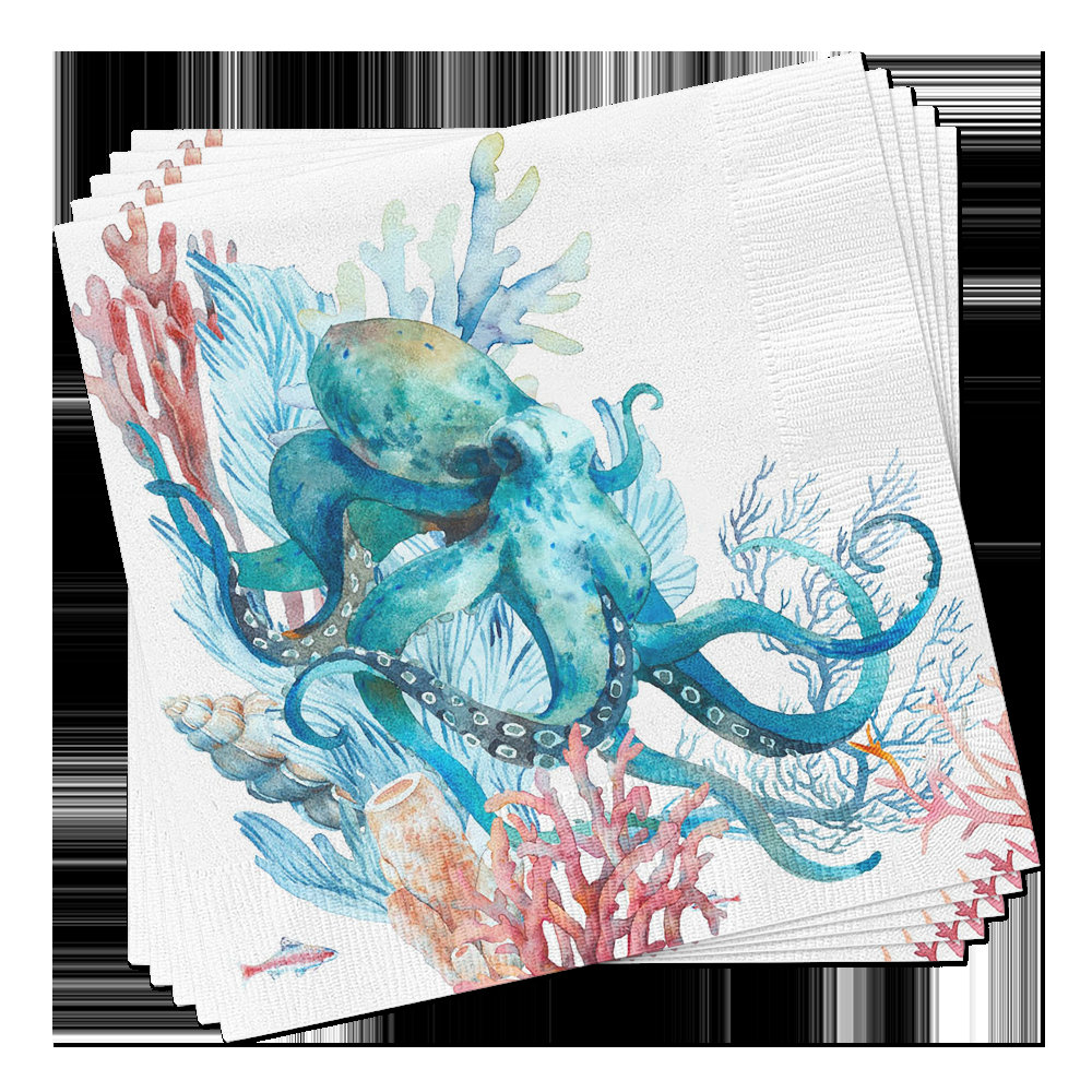 OCTOPUS - Decoupage Paper Napkins, Nautical Napkins, Cocktail Paper ...